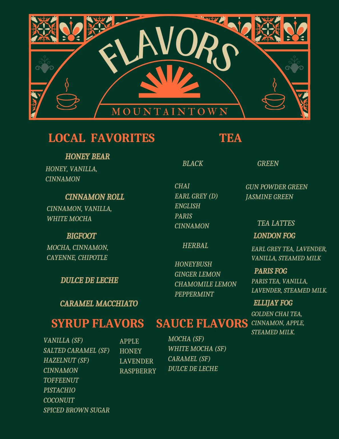 Menu - Hemlock Bazaar